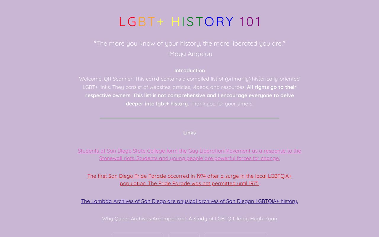LGBT HISTORY 101